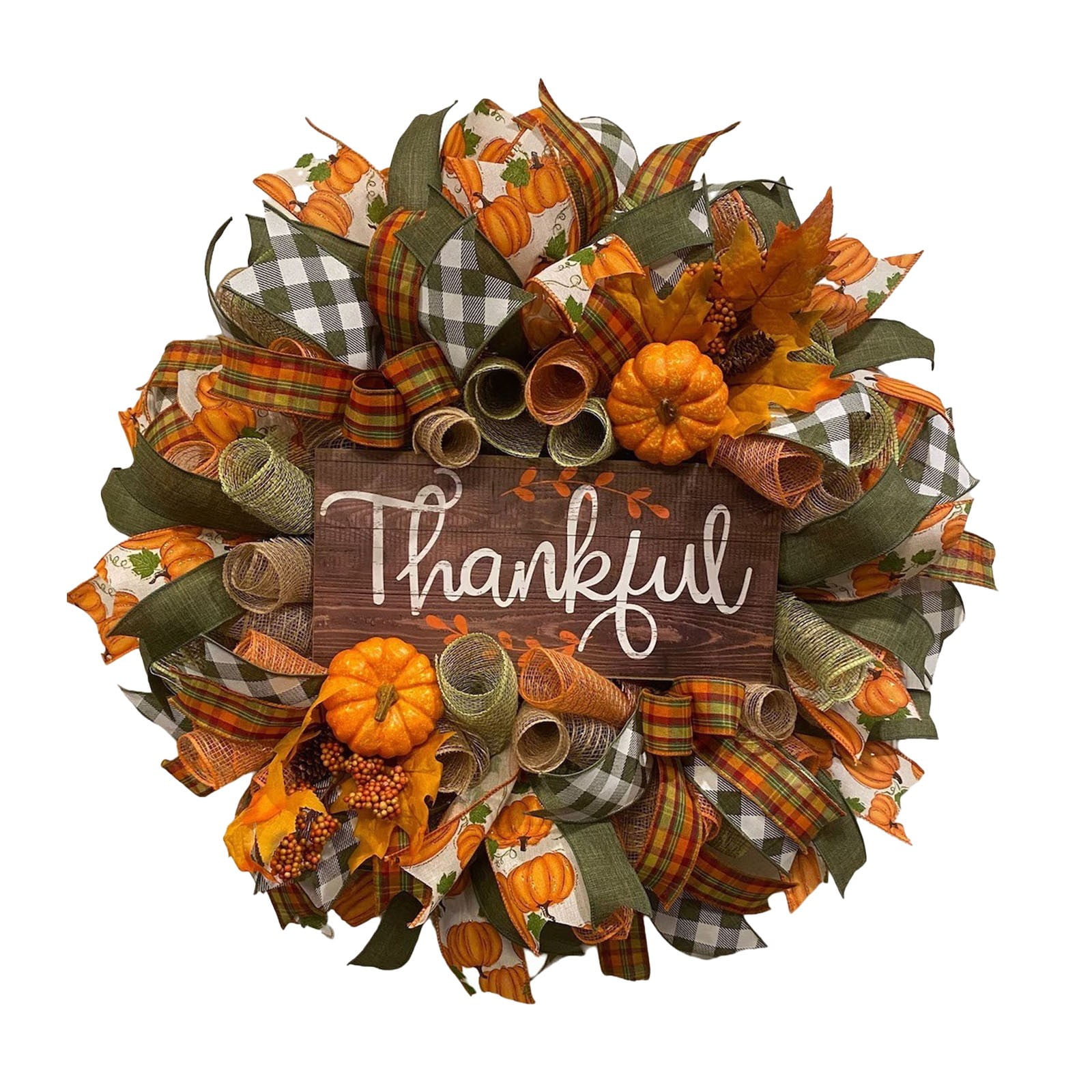 Autumn Thanksgiving Ribbon Pumpkin Wreath For Seasonal Home Festive For ...