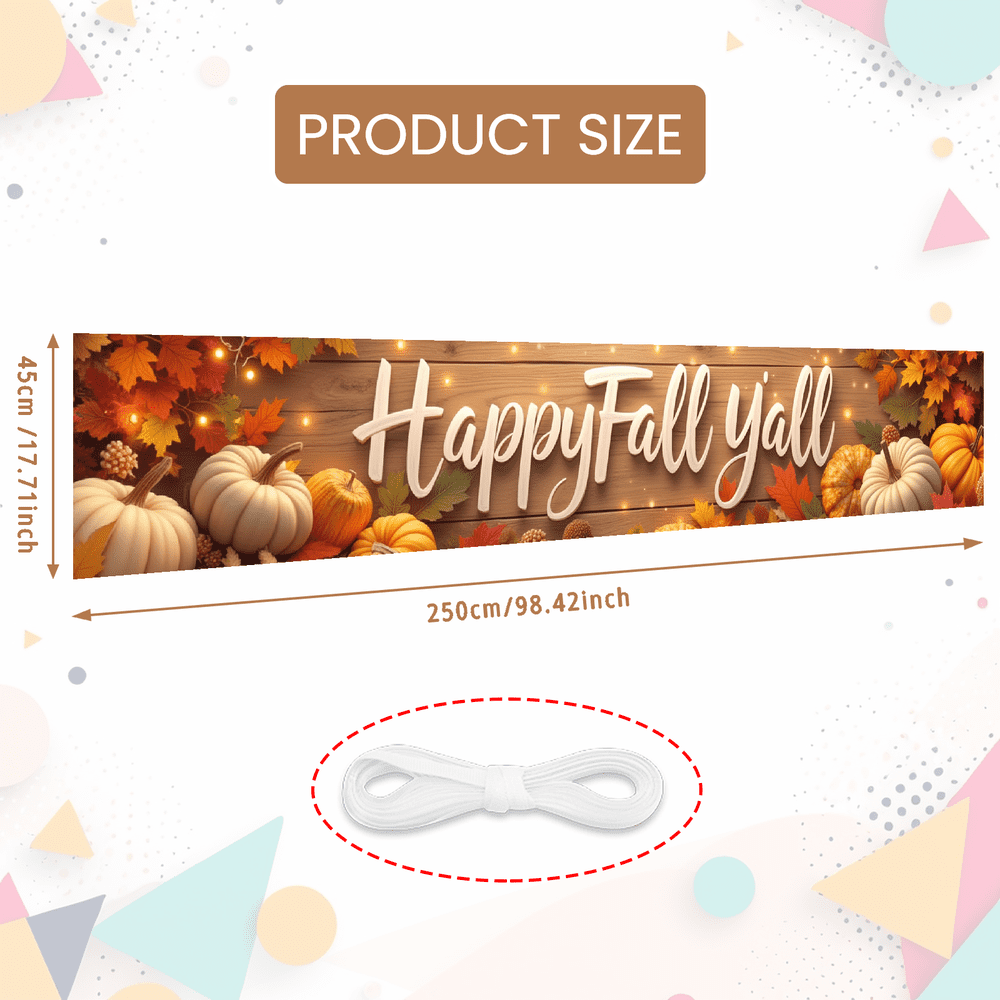 Autumn Theme Happy Fall Banner Colorful Leaves Pumpkin Decoration ...