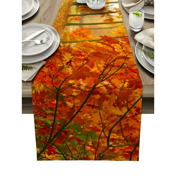Autumn Theme Maple Leaf Woods Table Runner for Dining Table Wedding ...