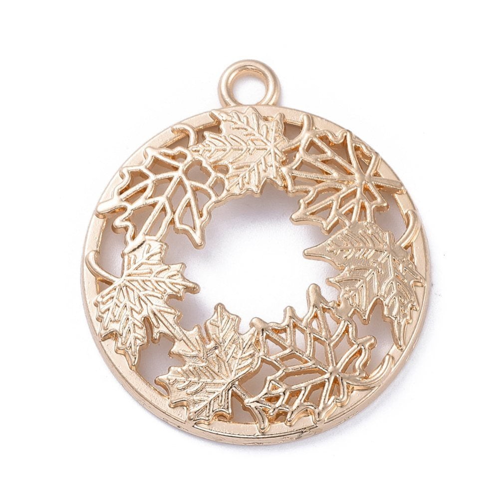 Autumn Theme Zinc Alloy Open Back Bezel Pendants For DIY UV Resin Epoxy ...