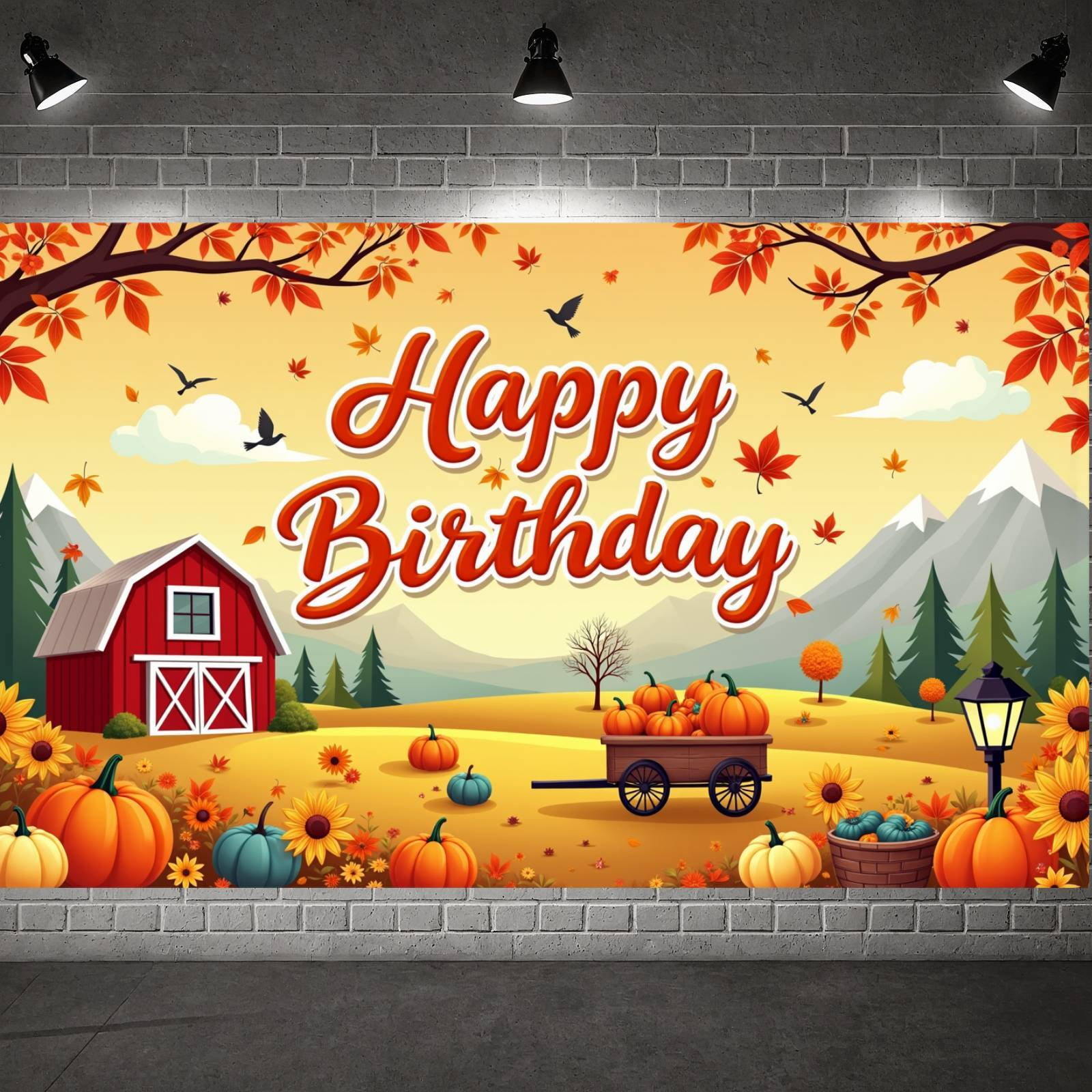 Autumn Themed Banner Pumpkin Decor Fall Display Maple Leaf Design ...