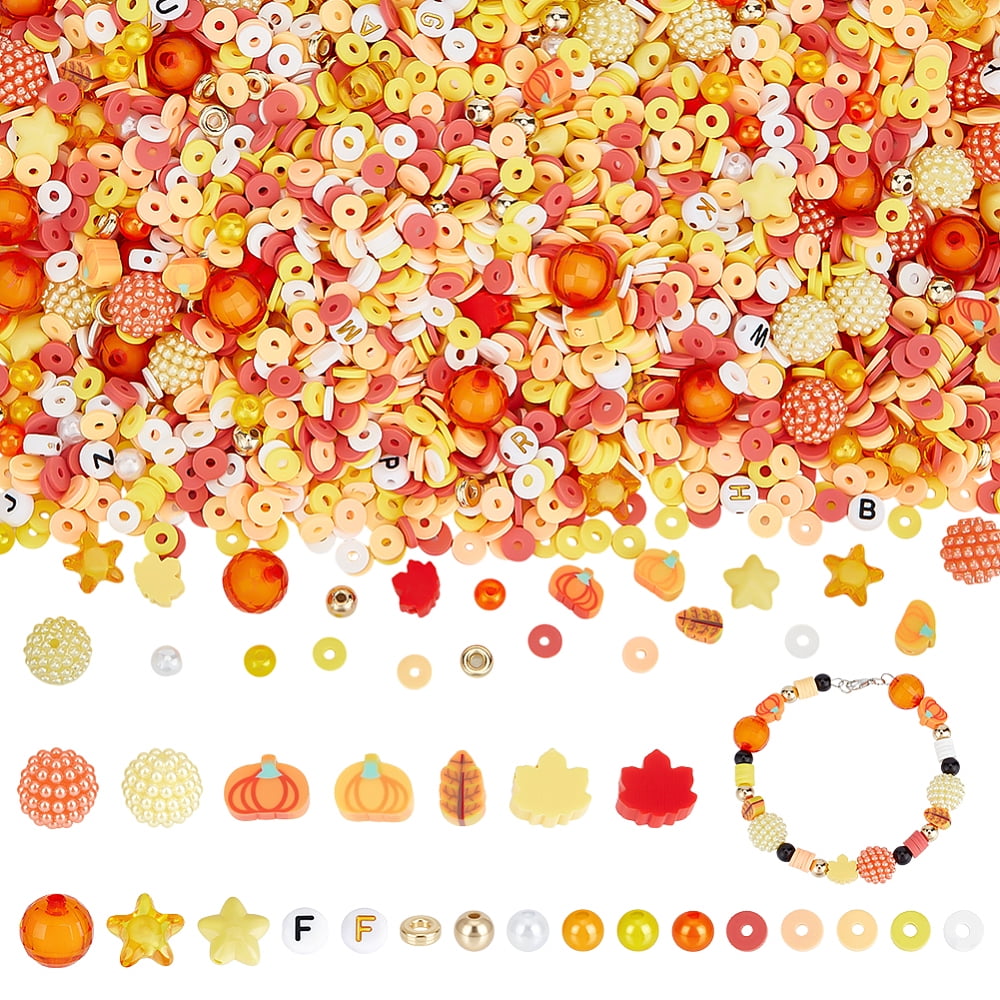 Autumn Themed Beads Finding Kits with Mixed Shape Handmade Polymer Clay ...