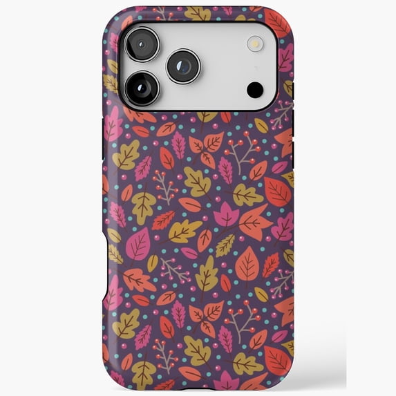 Autumn Themed Fall Leaves Seasonal Pattern Art iPhone 11 through 17 Pro ...
