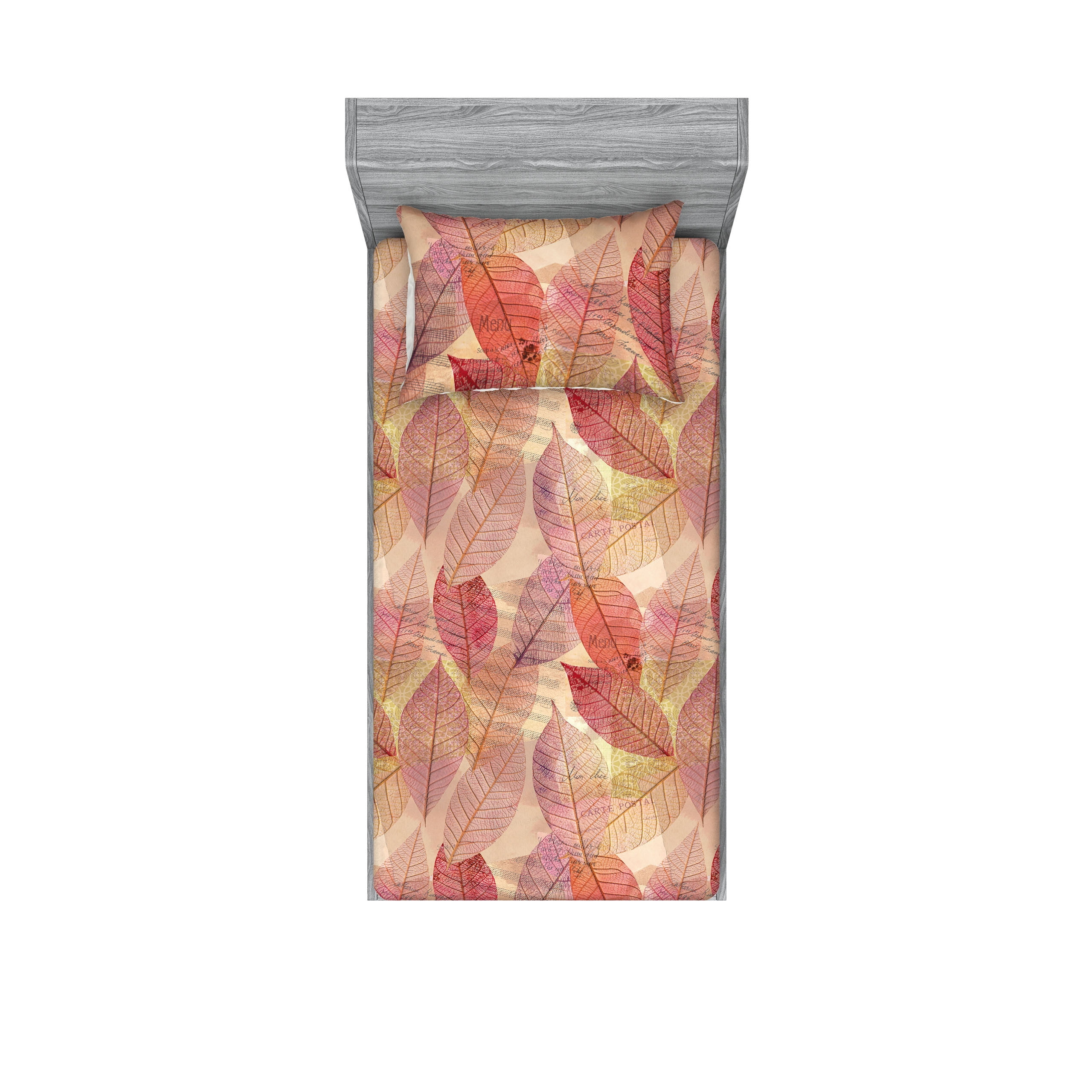 Autumn Themed Fitted Sheet & Pillow Sham Set, Fall Color Palette ...