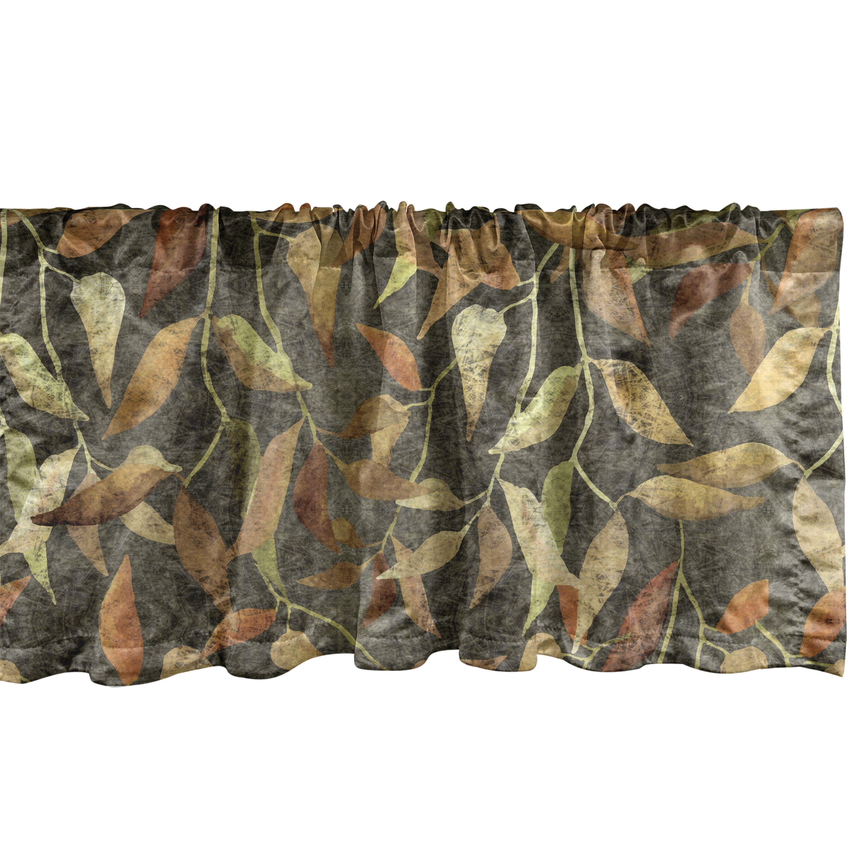 Autumn Themed Window Valance, Grunge Inspired Fall Leaves Greenery Art ...