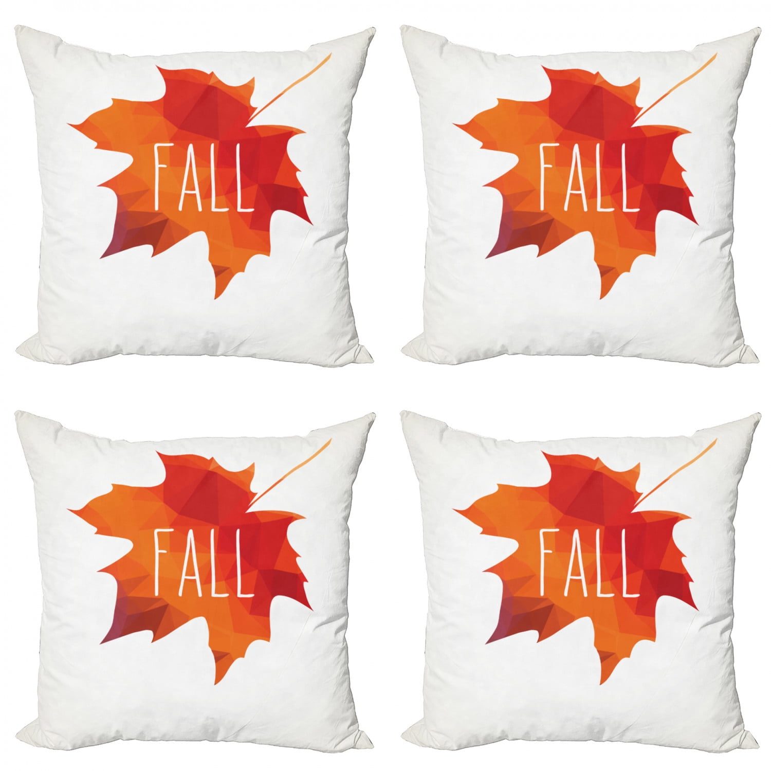 Ambesonne Autumn Throw Pillow Cover 4 Pack, Low Poly Maple Leaf, 18 ...