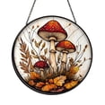 Autumn Tone Mushroom Stained Glass Suncatcher Window Panel, Circular ...