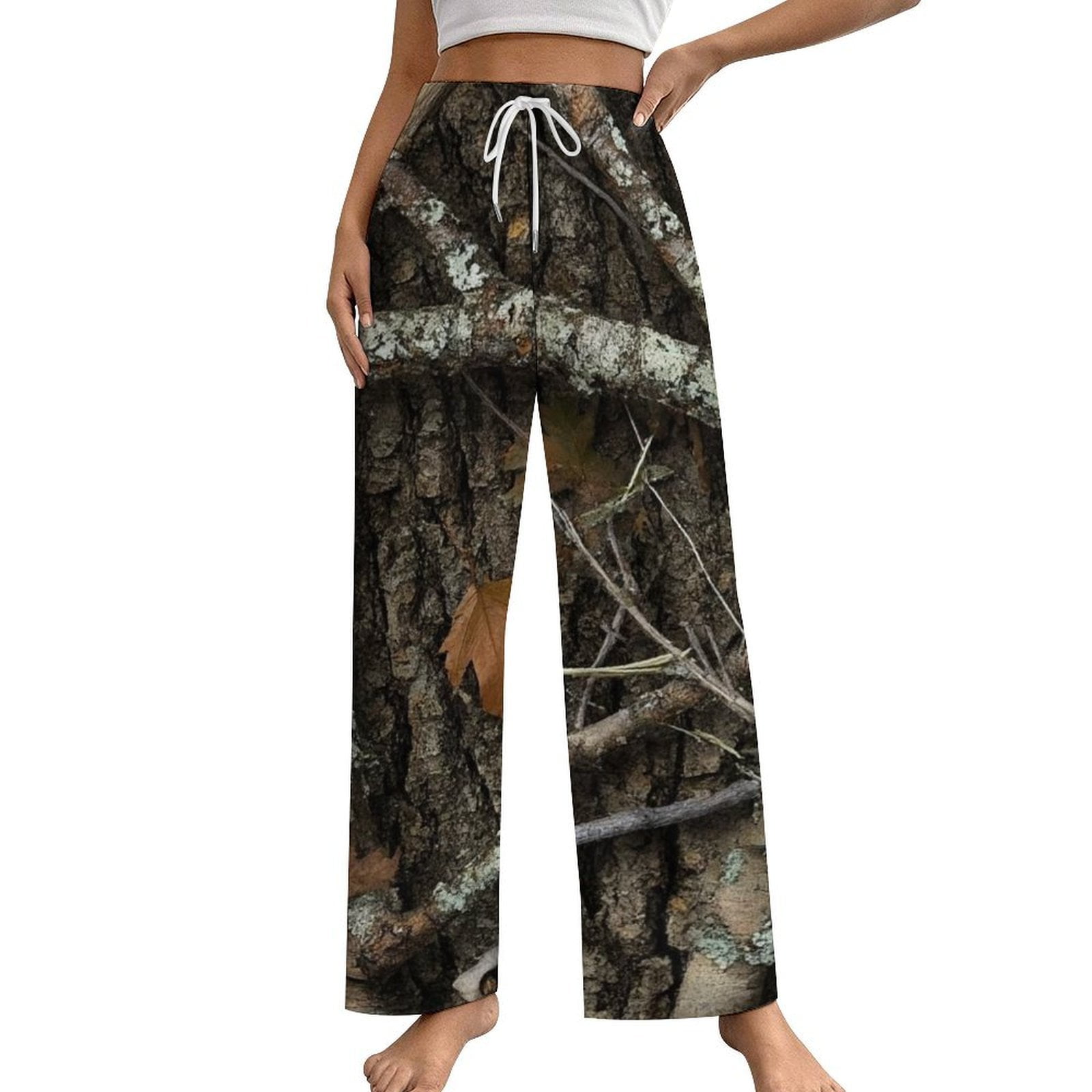 Autumn Tree Bark Print Pajama Pants Loose Pajamas Female Breathable ...
