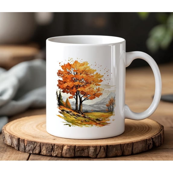 Autumn Tree Ceramic Mug 330 ml Fall Coffee Cup Nature Art Mug Cozy ...