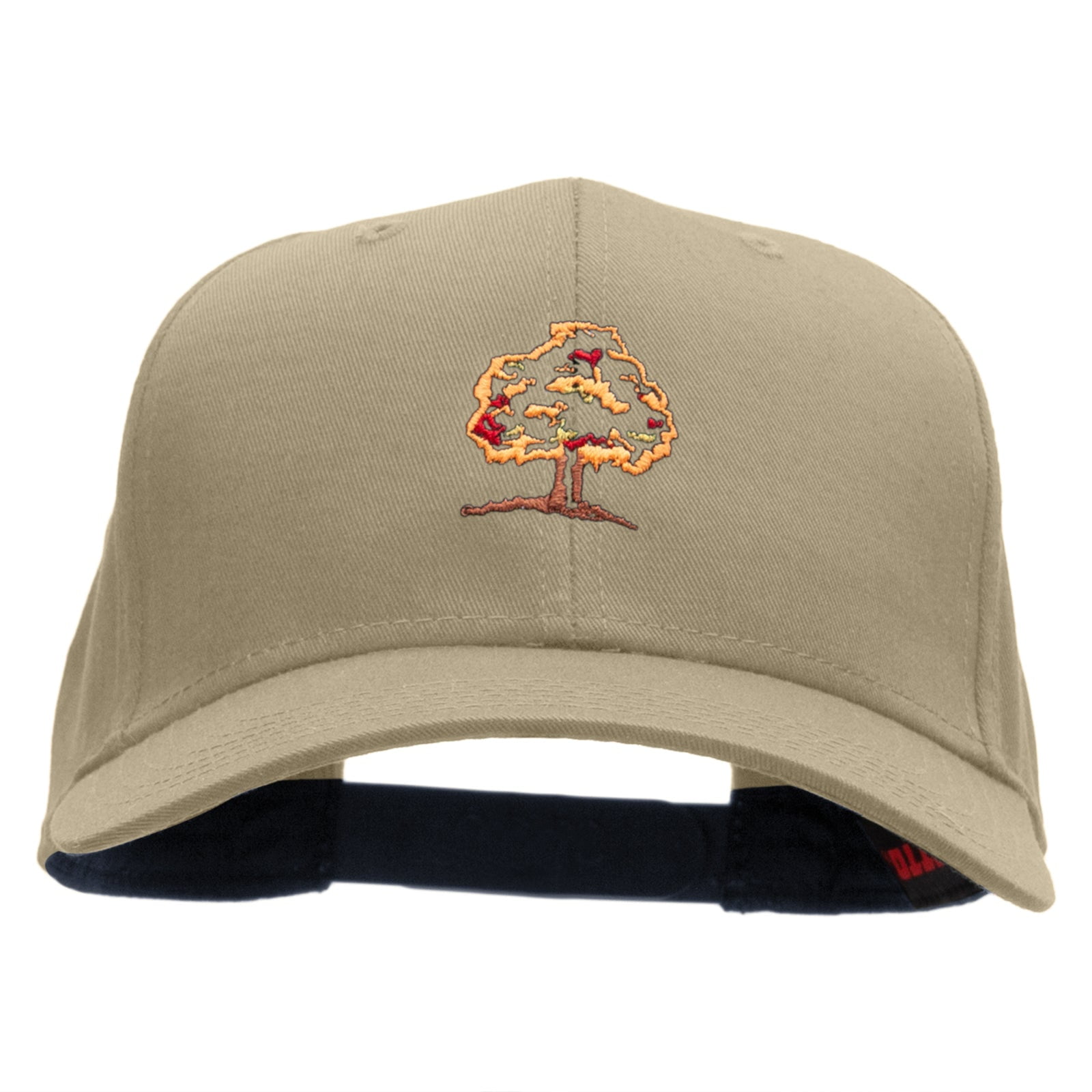 Autumn Tree Embroidered Cotton Twill Pro Style Cap - Khaki OSFM ...