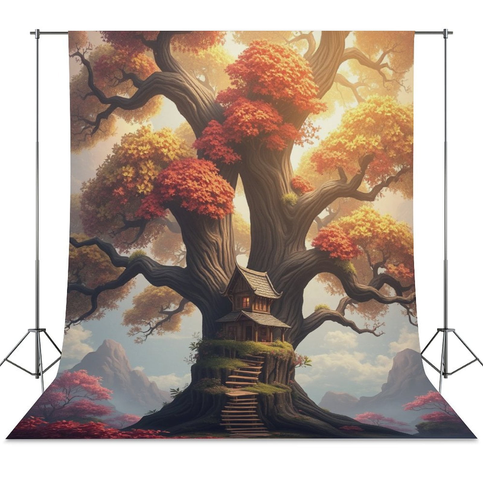 Autumn Tree House Home Party Backdrop Birthday Decoration Backgrounds ...