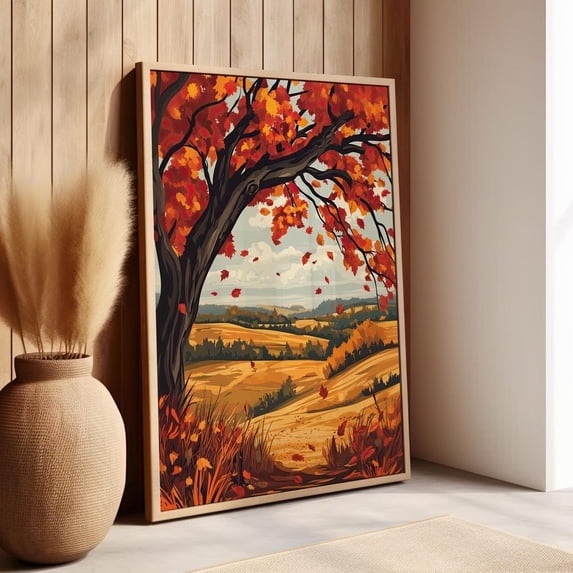 Autumn Tree Nature Art Print Poster Fall Season Wall Art Cottagecore ...