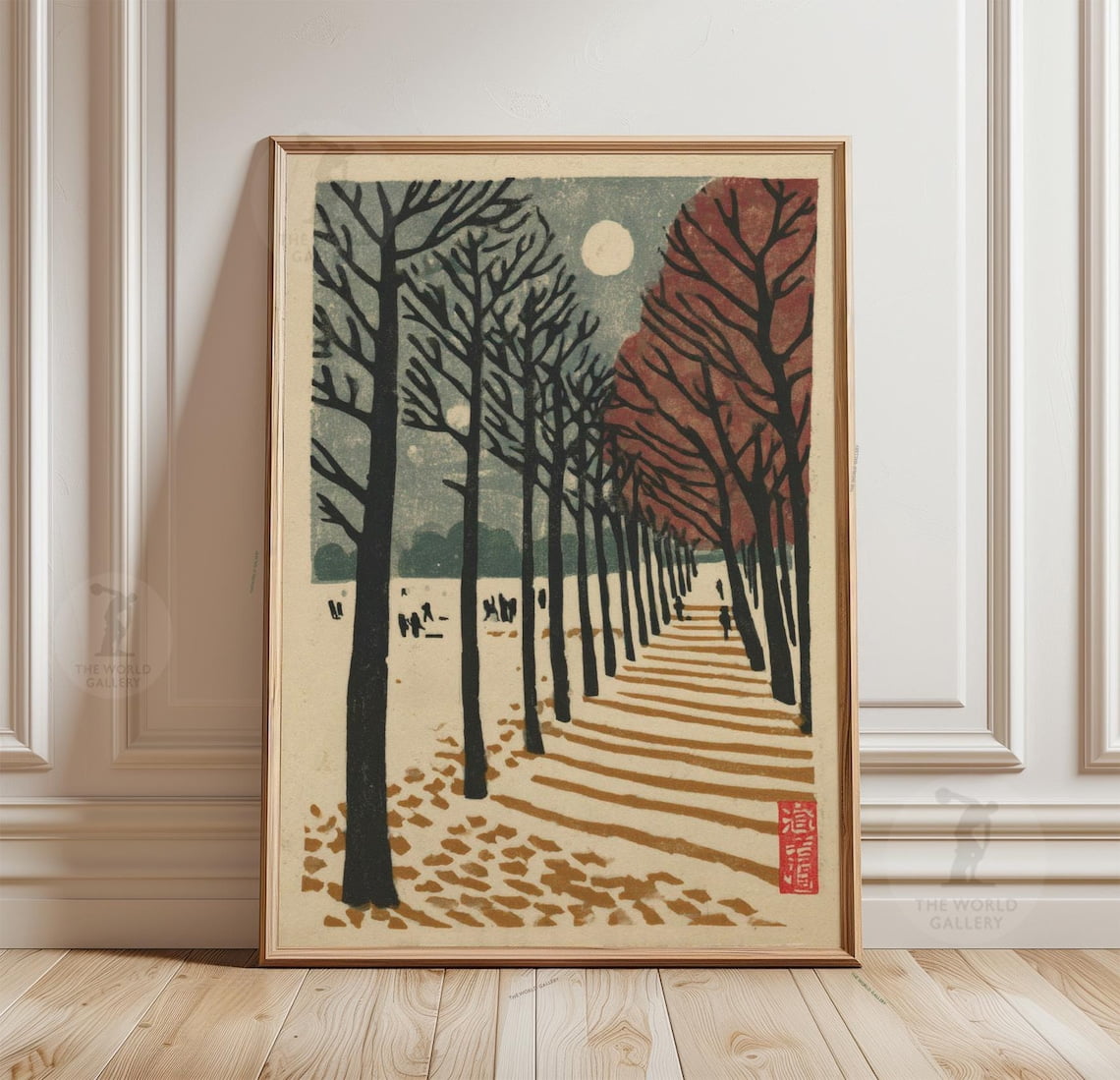 Autumn Tree Path Poster Vintage Japanese Style Nature Wall Art Decor ...