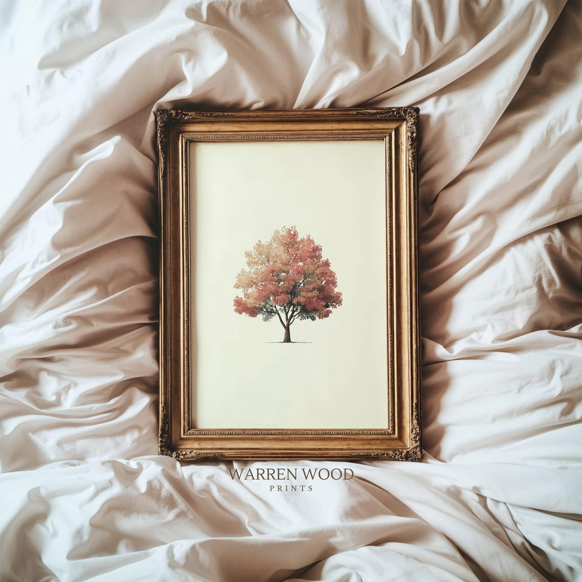 Autumn Tree Print, Minimalist Fall Wall Art, Burnt Orange Leaf ...