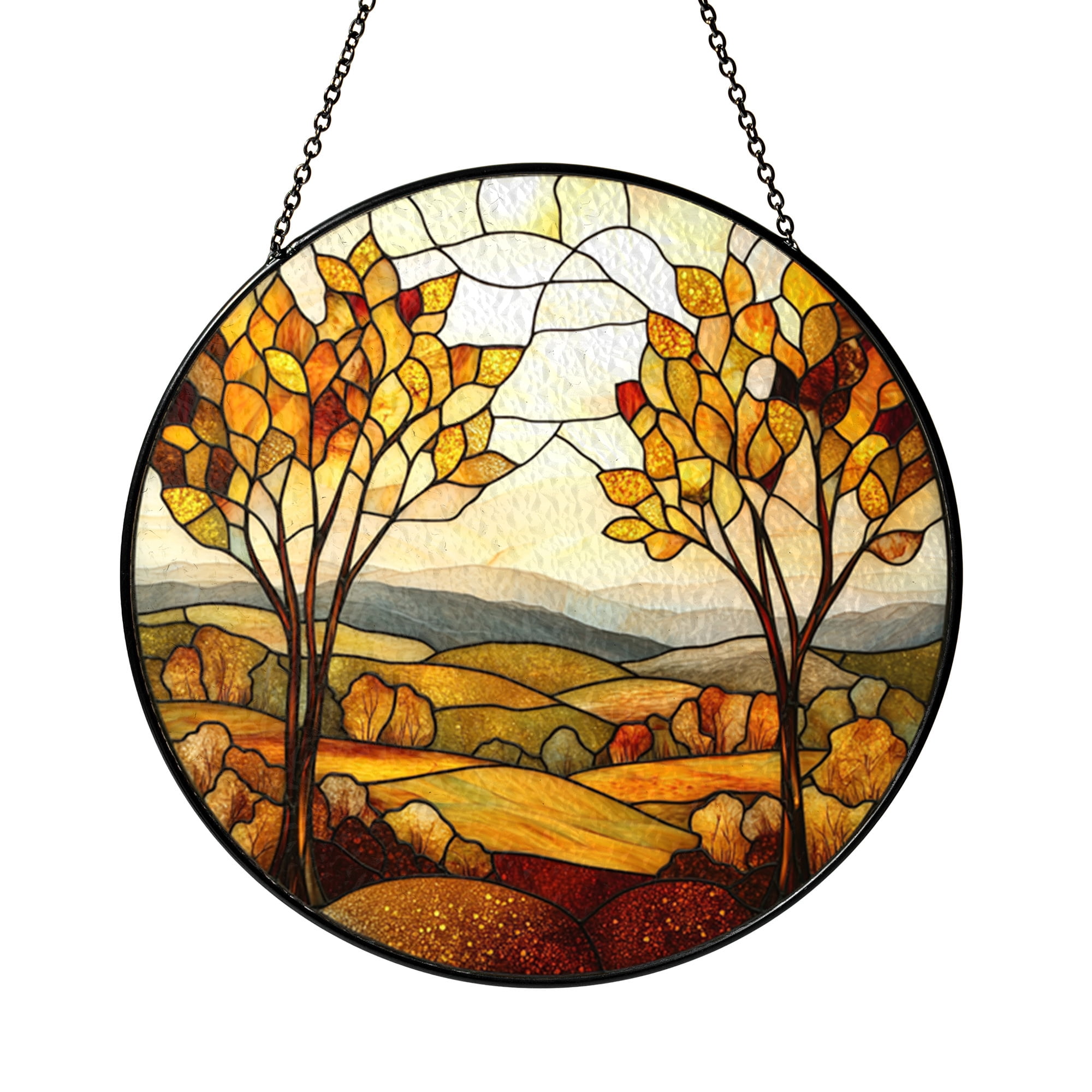 Autumn Tree Stained Glass Suncatcher – Nature Inspired Window Hanging ...