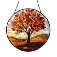 Autumn Tree Stained Glass Suncatcher – Scenic Hillside Window Decor ...