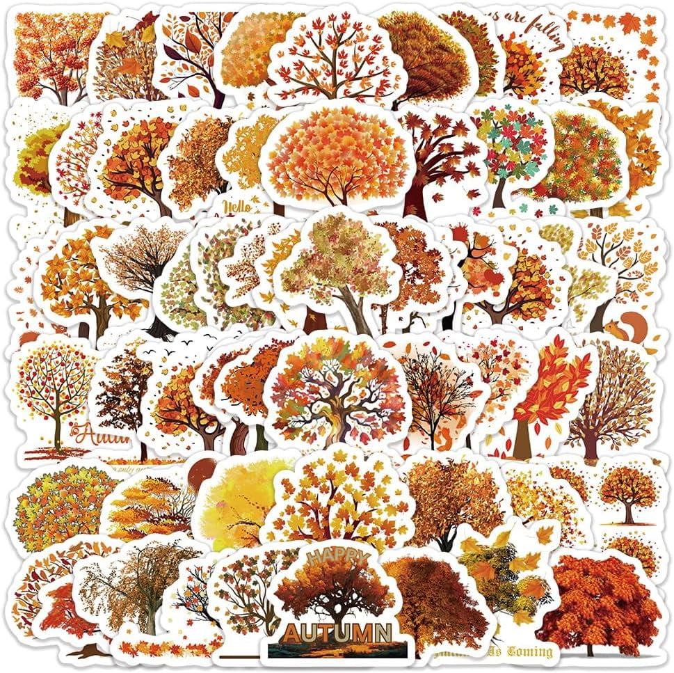 Autumn Tree Stickers | 60 PCS Cute Aesthetic Vinyl Autumn Stickers for ...