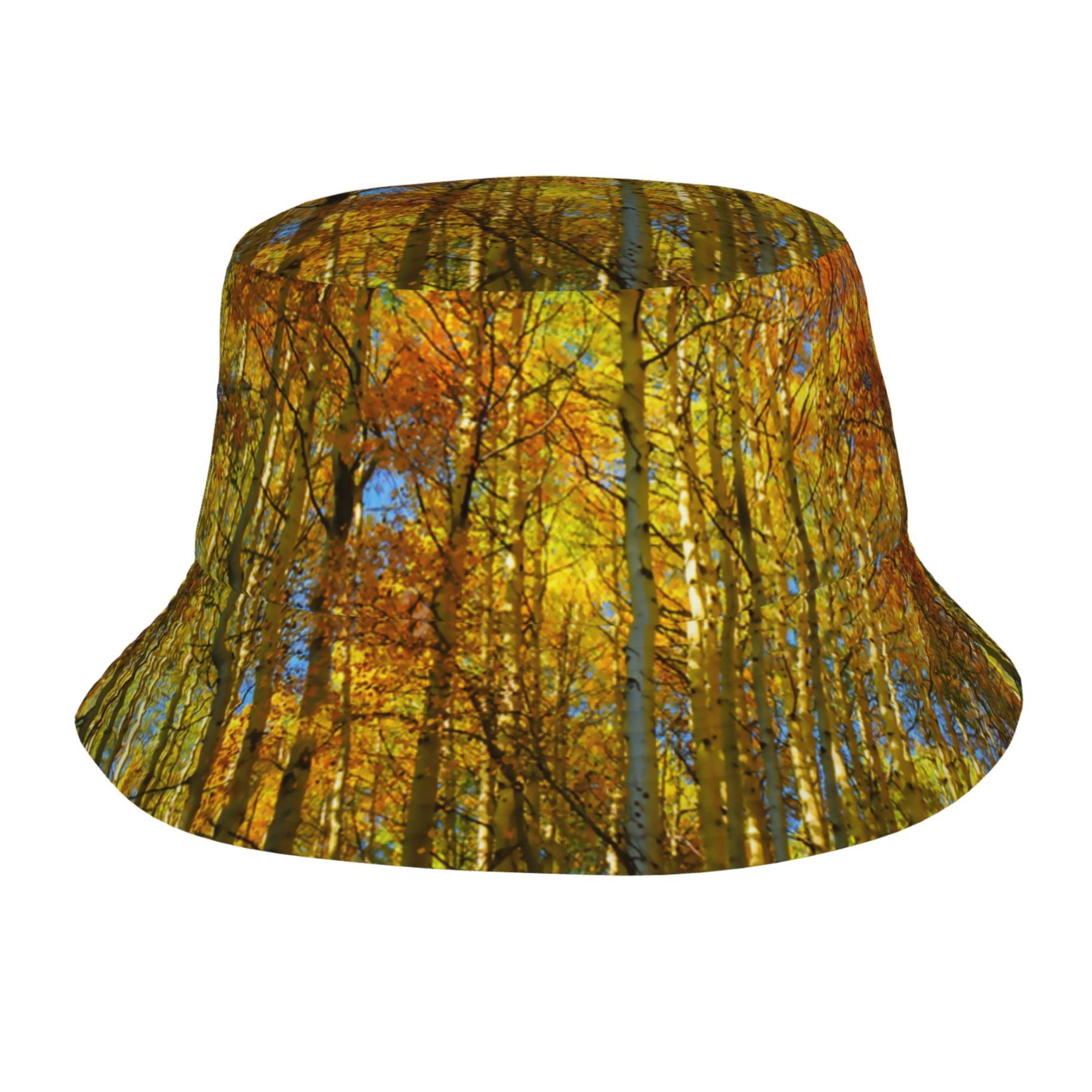 Autumn Tree Yellow Leaves Unisex Bucket Hat, Upf 50+ Sun Protection ...
