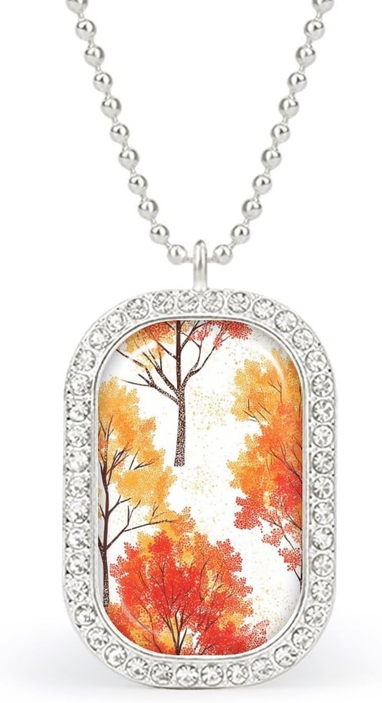 Autumn Trees Charming Pendant Necklace Jewelry with Diamond Necklaces ...