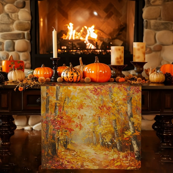 Autumn Trees Maple Leaves Table Runner Kitchen Dining ration Table ...