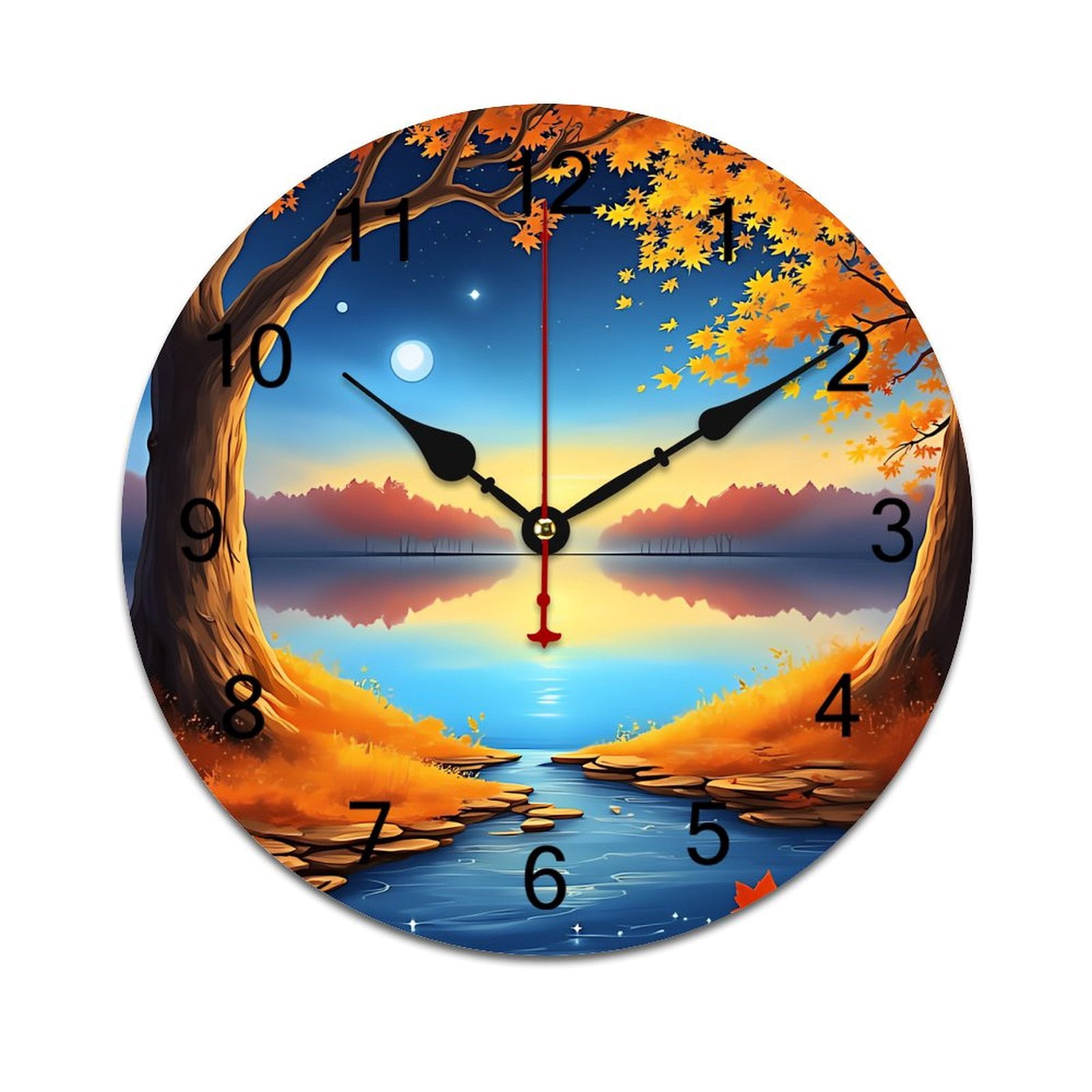 Autumn Trees Yellow Leaves Bedroom Wall Clock Large Modern Kitchen ...