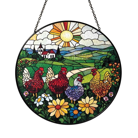 Autumn Turkey Bird Stained Glass Style Window Hanging Suncatcher ...