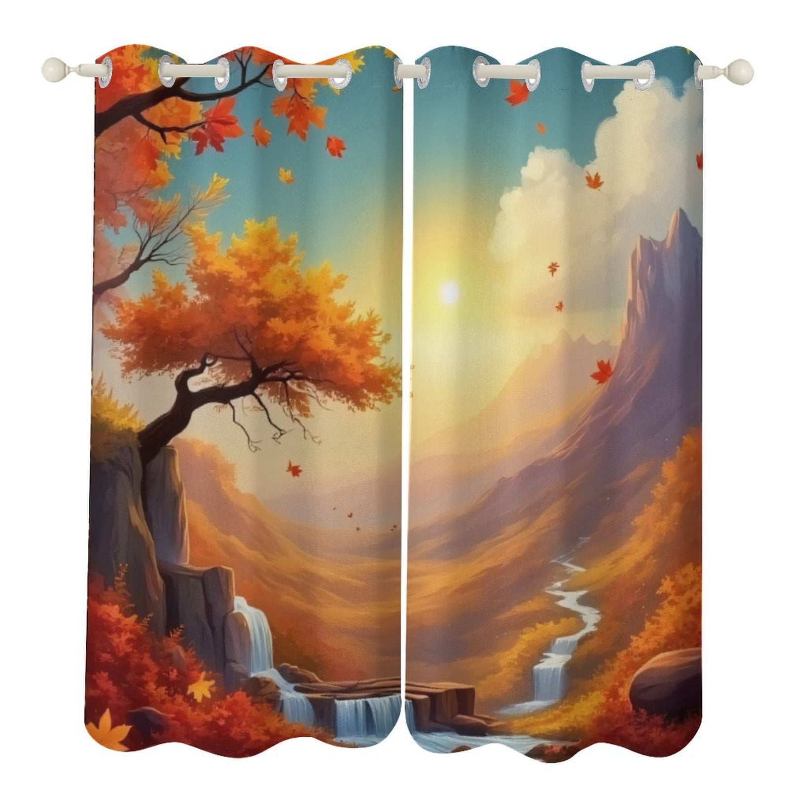 Autumn Valley Sunset Blackout Window Curtains for Bedroom Living Room ...