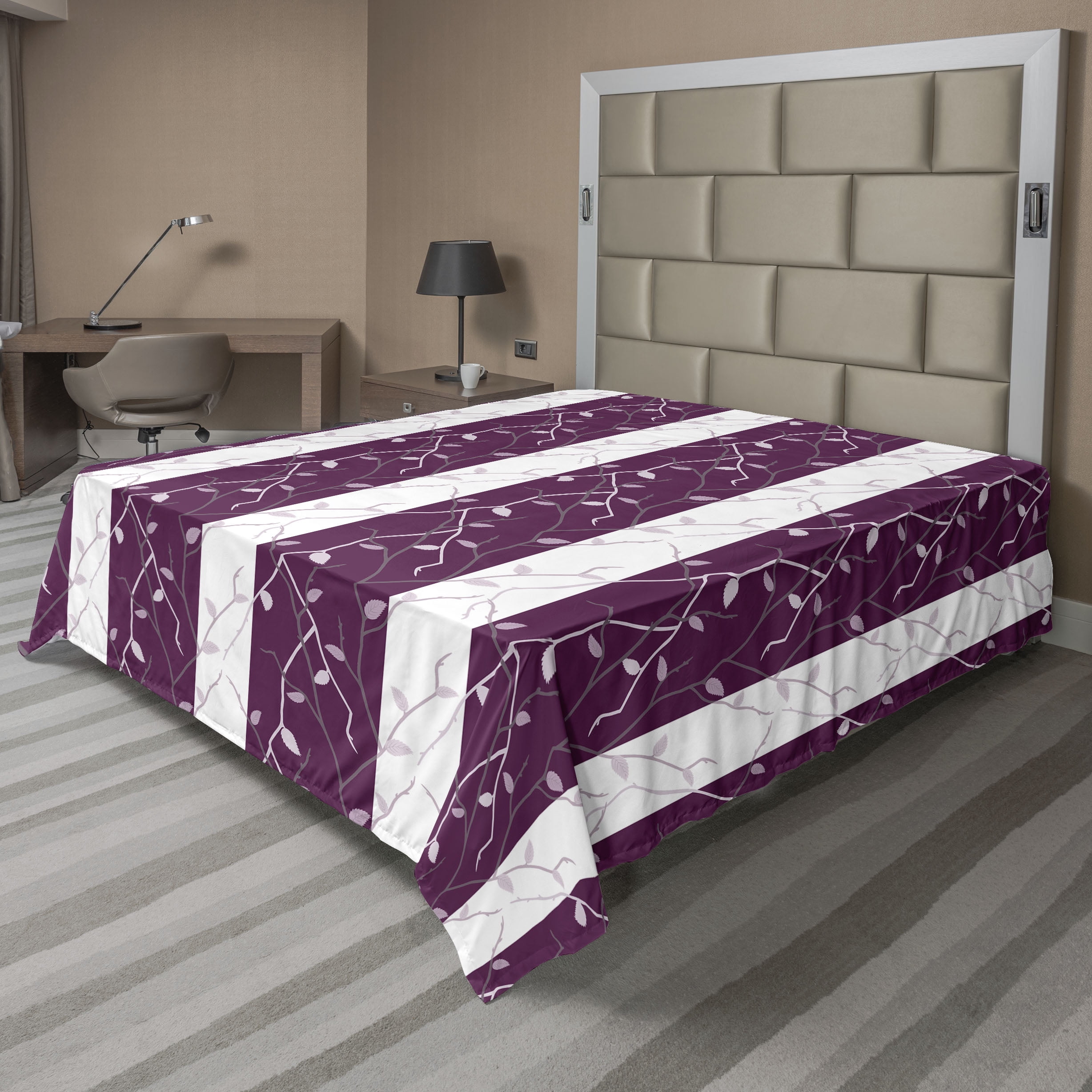Ambesonne Autumn Vibes Flat Bedding Sheet Soft Top Sheet, Modern Leaves ...