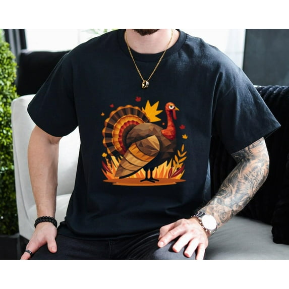 Autumn Vibes Geometric Turkey Fall Leaves Modern 2024 Unisex T-Shirt ...