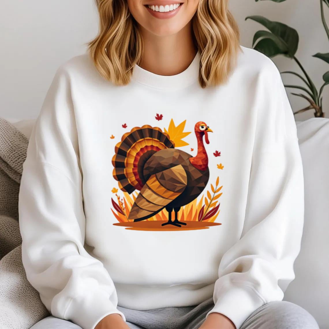 Autumn Vibes Geometric Turkey Fall Leaves Modern Thanksgiving Retro Art ...