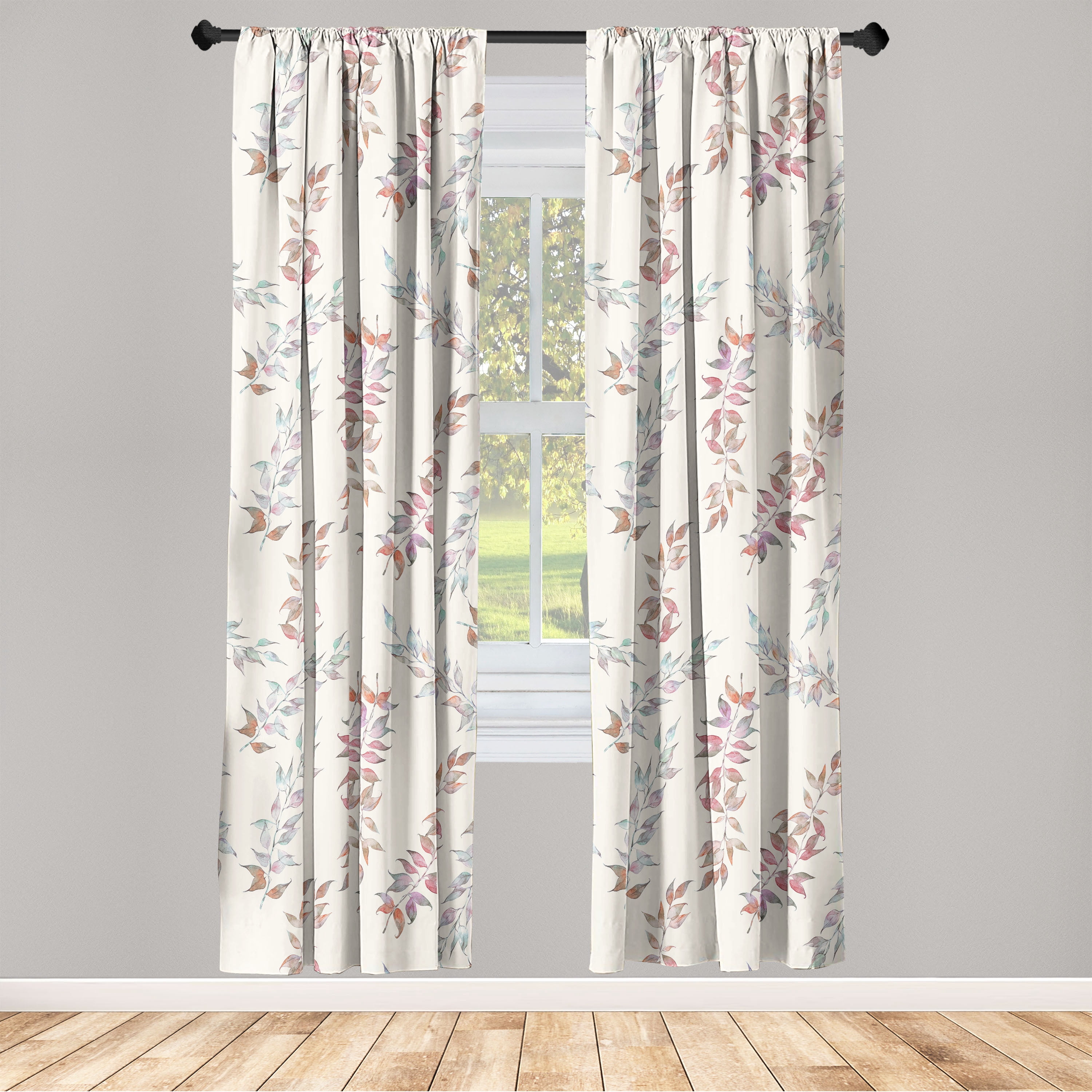 Autumn Vibes Window Curtains, Watercolor Style Illustration of Forest ...