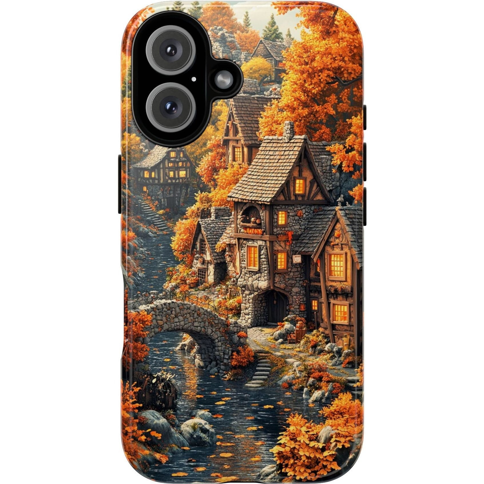 Autumn Village Fall Charm Scenic Phone Case for iPhone 17 to 11 Pro Max ...