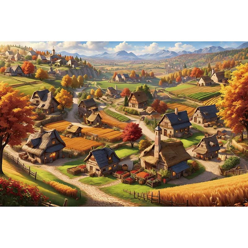 Autumn Village Photography Backdrop Home ration Background Rural ...