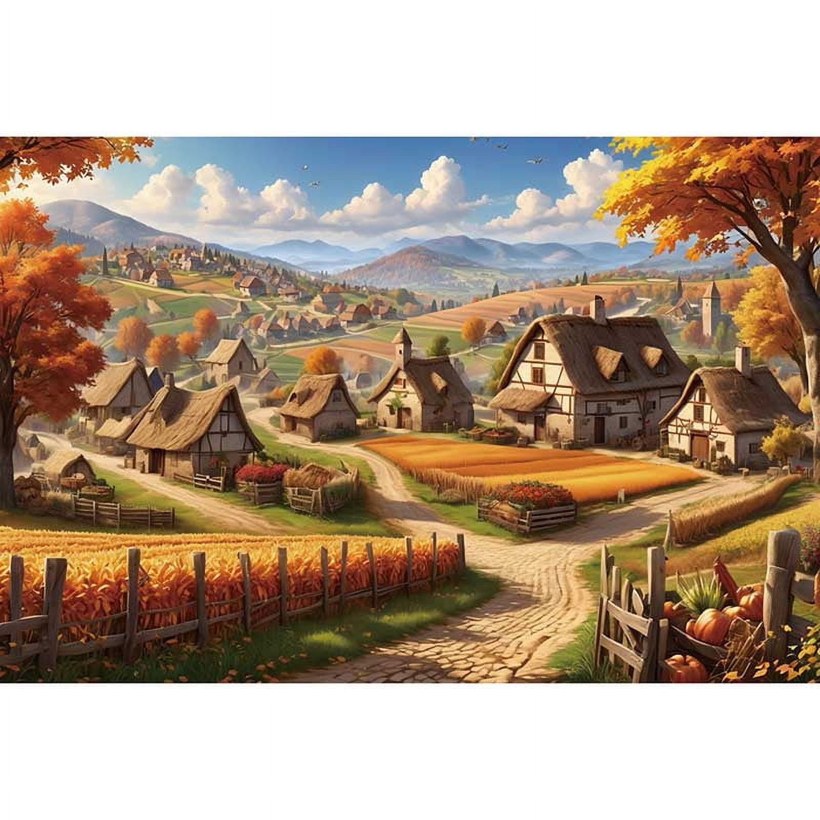 Autumn Village Photography Backdrop Home ration Background Rural ...