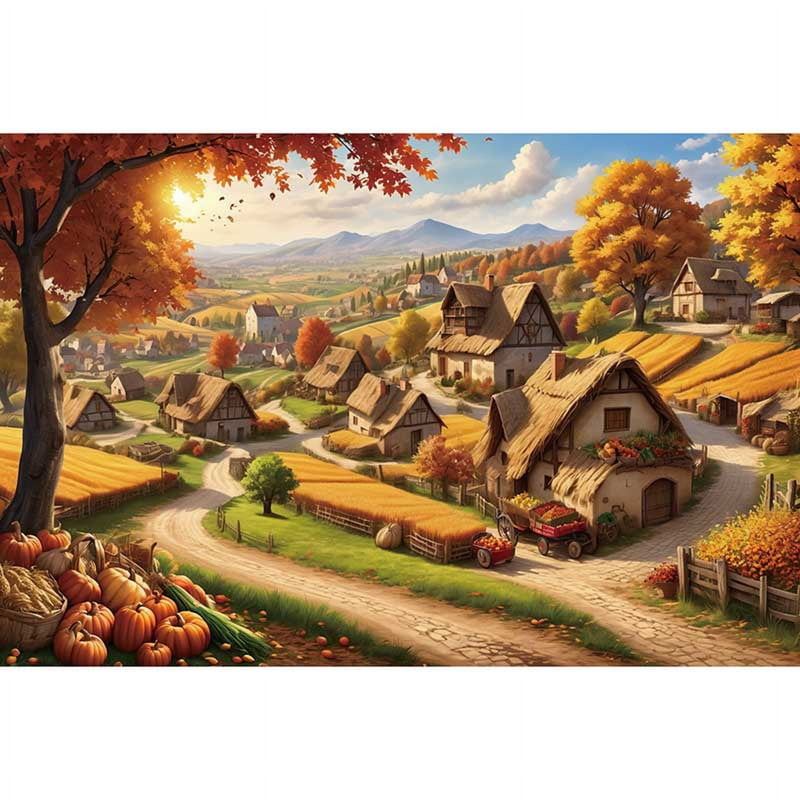 Autumn Village Photography Backdrop Home ration Background Rural ...