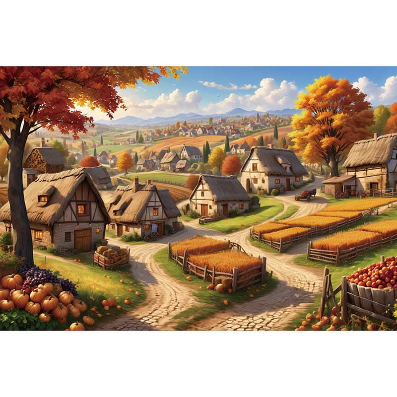 Autumn Village Photography Backdrop Home ration Background Rural ...
