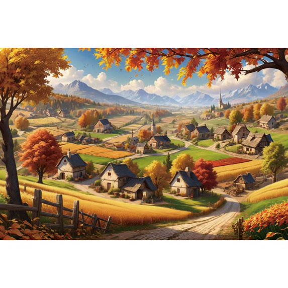 Autumn Village Photography Backdrop Home ration Background Rural ...