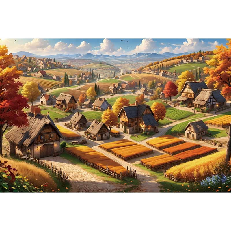 Autumn Village Photography Backdrop Home ration Background Rural ...