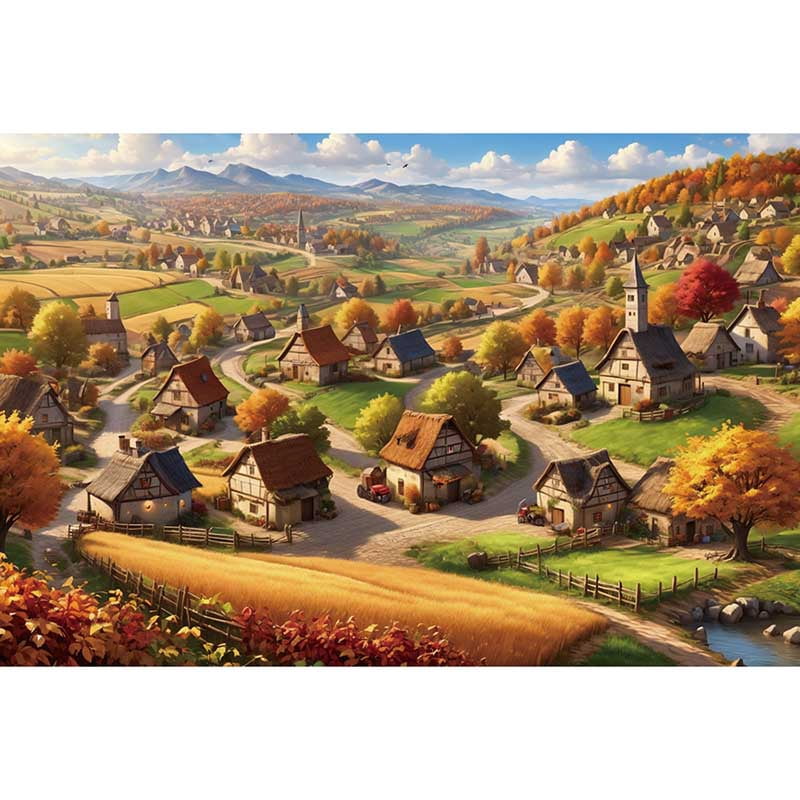Autumn Village Photography Backdrop Home ration Background Rural ...