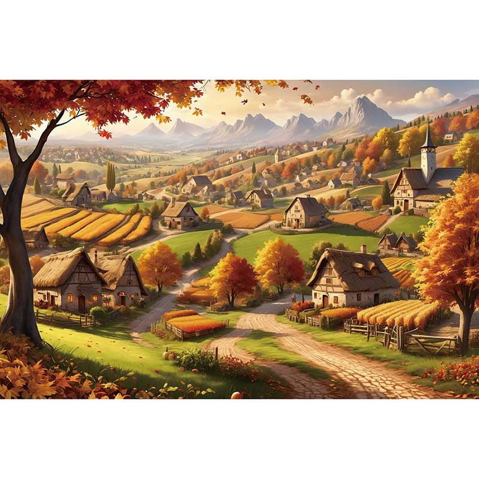 Autumn Village Photography Backdrop Home ration Background Rural ...