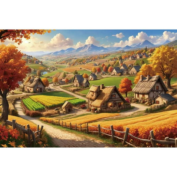 Autumn Village Photography Backdrop Home ration Background Rural ...