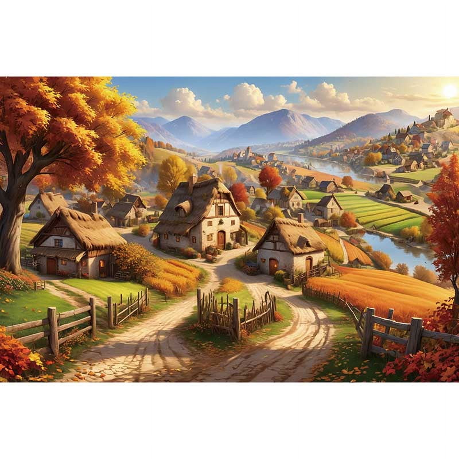 Autumn Village Photography Backdrop Home ration Background Rural ...
