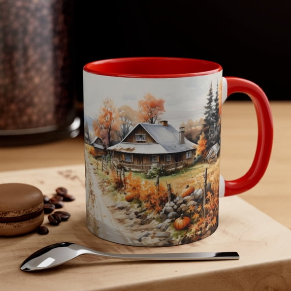 Autumn Village Scene Coffee Mug: Fall Landscape Ceramic Cup - Walmart.com