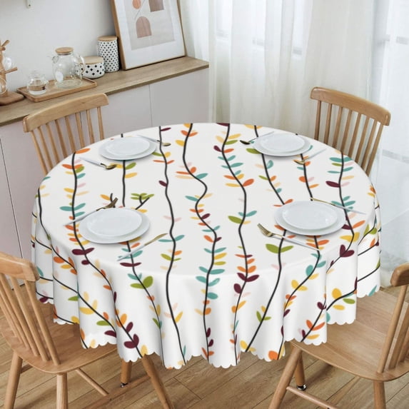 Autumn Vine Leaf Pattern Round Tablecloth Waterproof Oil-Proof Plastic ...