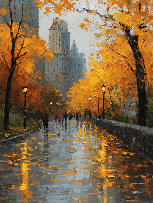 Autumn Walk Central Park Canvas Art for Living Room Bedroom Office ...