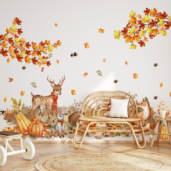 Autumn Wall Stickers/ Autumn Thanksgiving Wall Decals Watercolor ...
