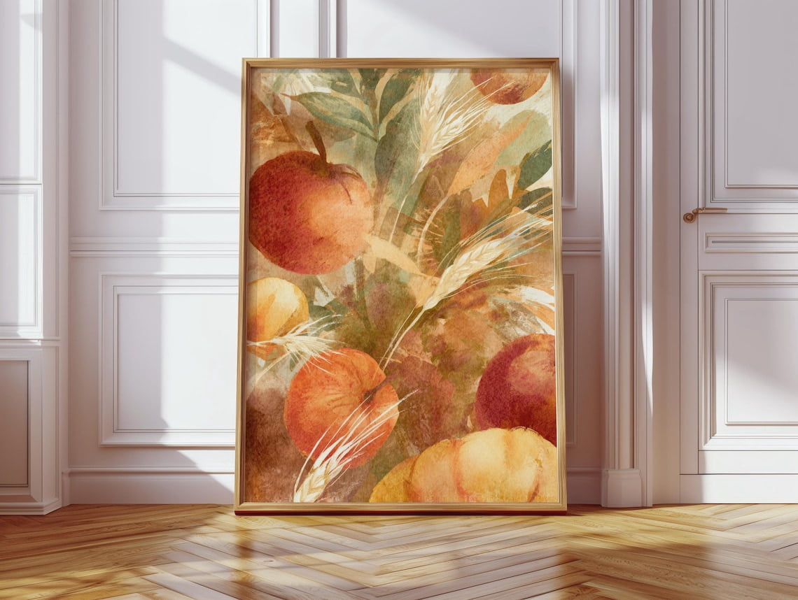 Autumn Warm Natural Tones Fruit And Ears Of Corn Autumn Still Life ...