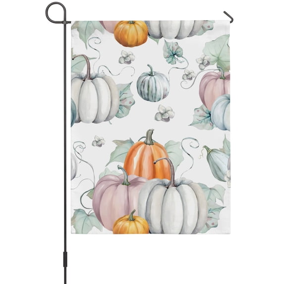 Autumn Watercolor House Flag 28 x 40 Inches, Orange Blue Pumpkin Vine ...