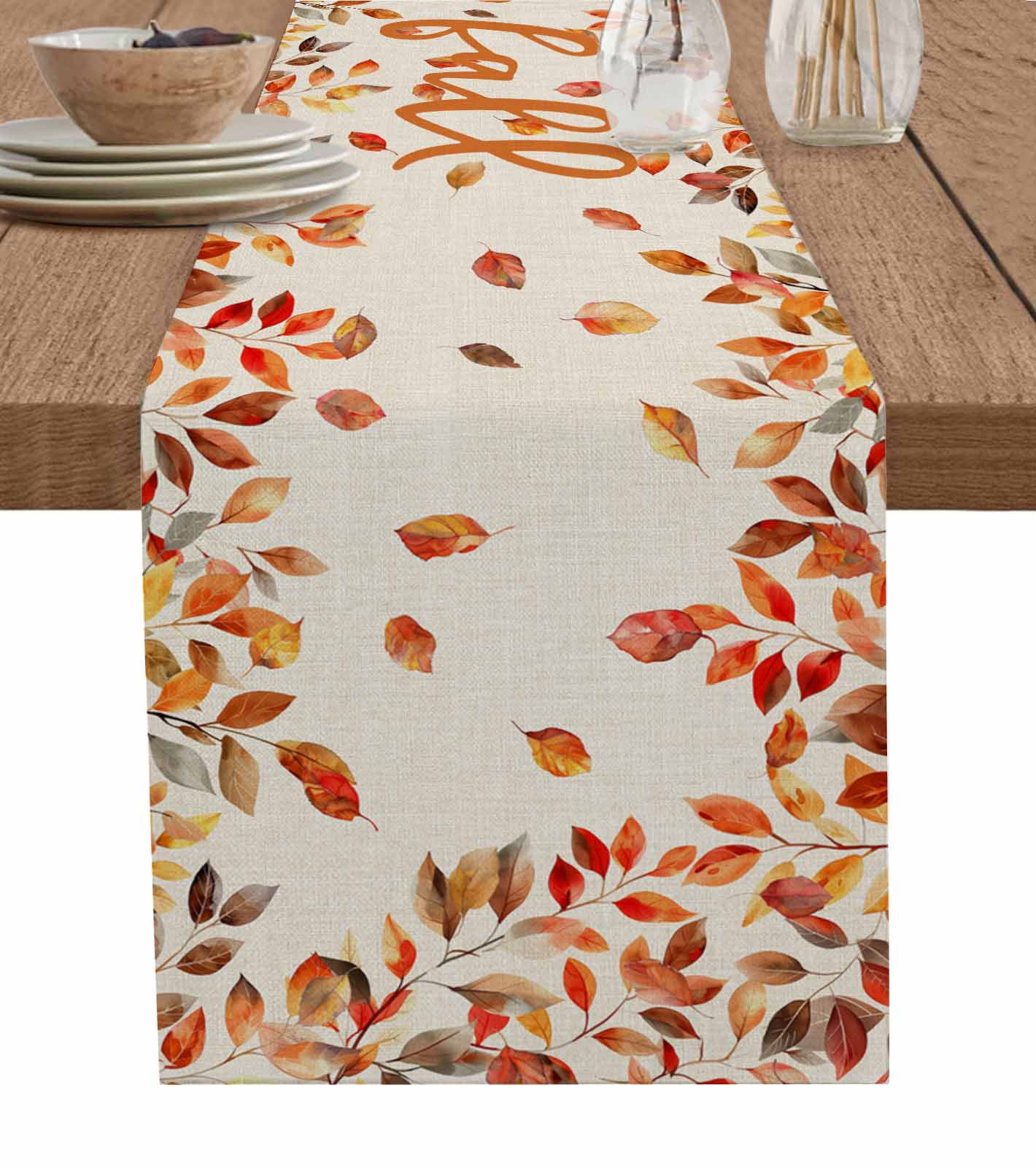 Autumn Watercolor Leaves Table Runners Dresser Scarf Table r Wedding ...