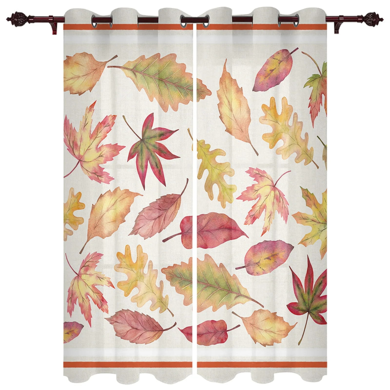 Autumn Watercolor Maple Leaves Modern Window Curtains for Living Room ...